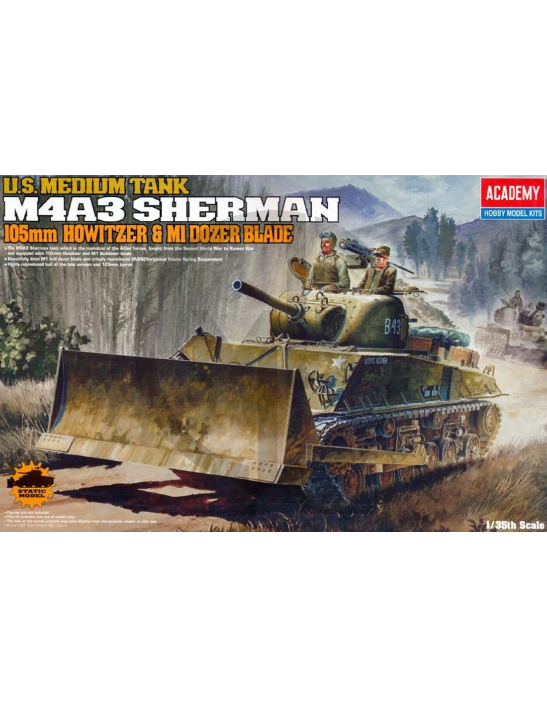 M4A3 Sherman 105mm Howitzer 8 MI Dozer Blade