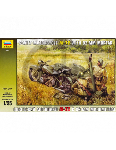 Soviet motorcycle M-72 whit 82-MM mortar WWII